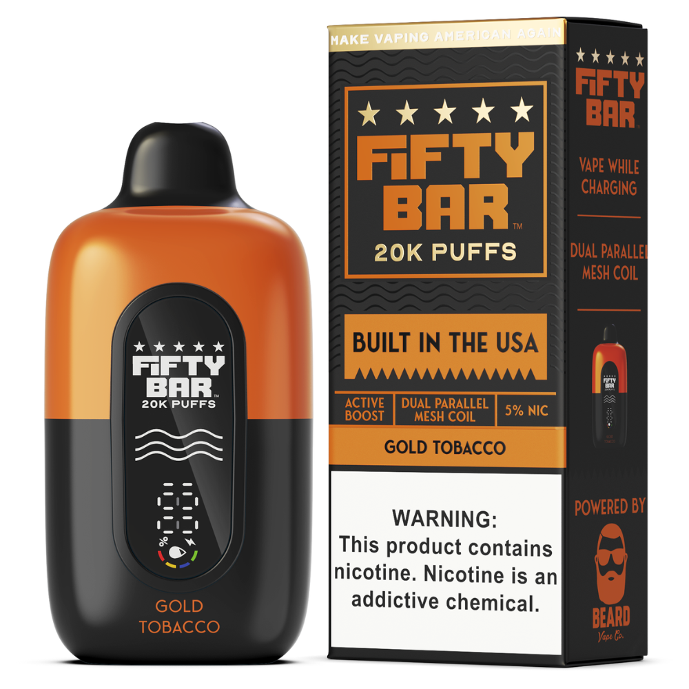 Fifty Bar Gold Tobacco Black Series | 20K Puffs