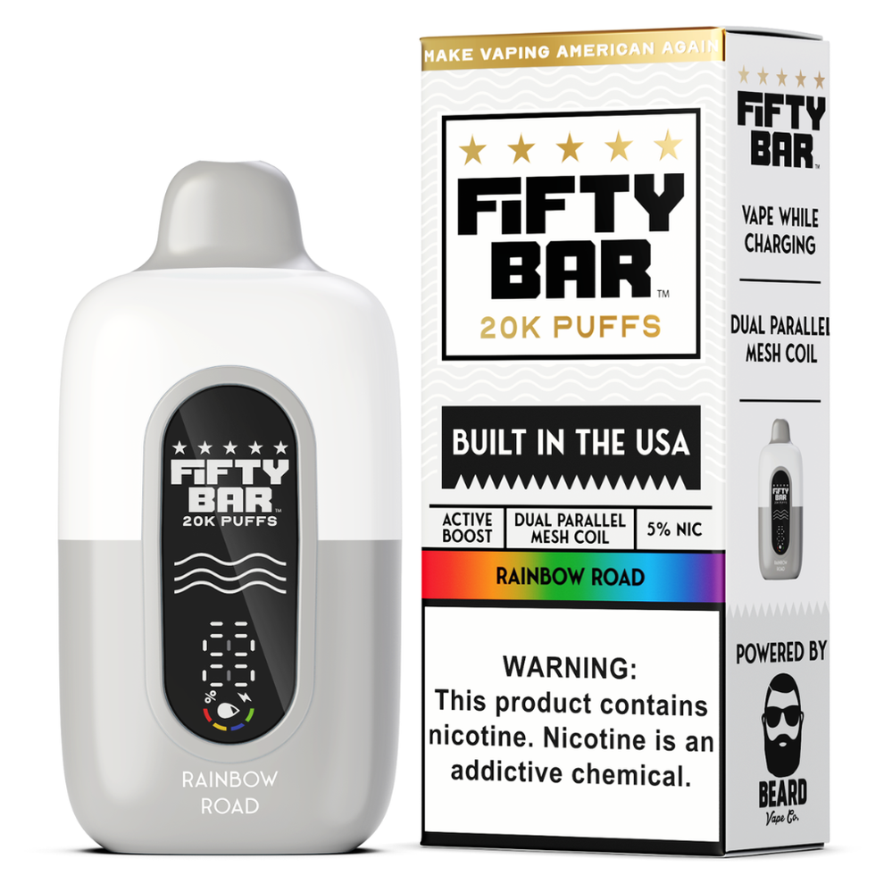 Fifty Bars Rainbow Road White Series | 20K Puffs
