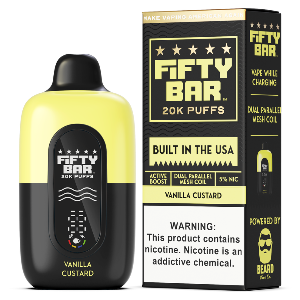 Fifty Bar Vanilla Custard Black Series | 20K Puffs